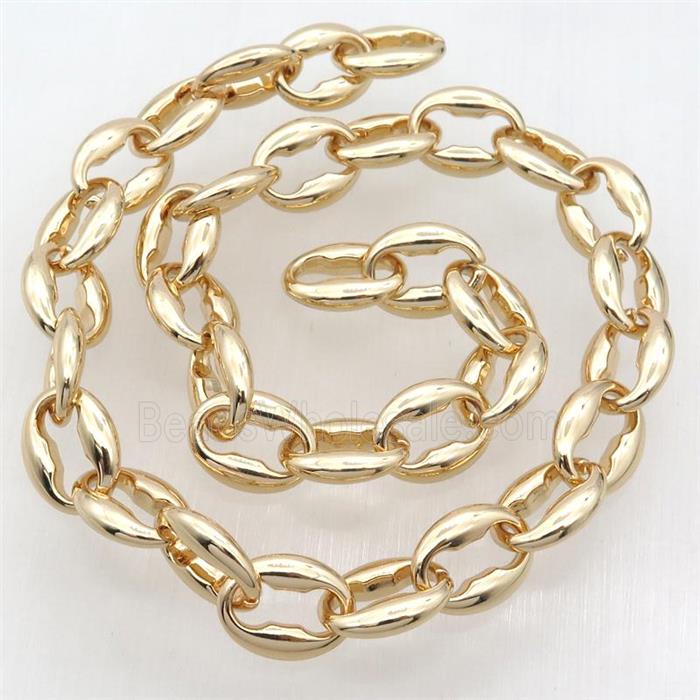 Alloy Chain, lt.gold plated, approx 11-14mm (CHCL436) - BeadsWholesale.com