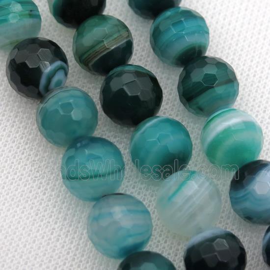 peacock green Striped Agate Beads, faceted round, A grade, approx 10mm ...