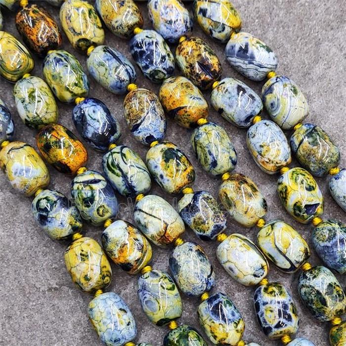 Natural Agate Beads Barrel Fired Olive Dye, approx 13-17mm (GB16802 ...