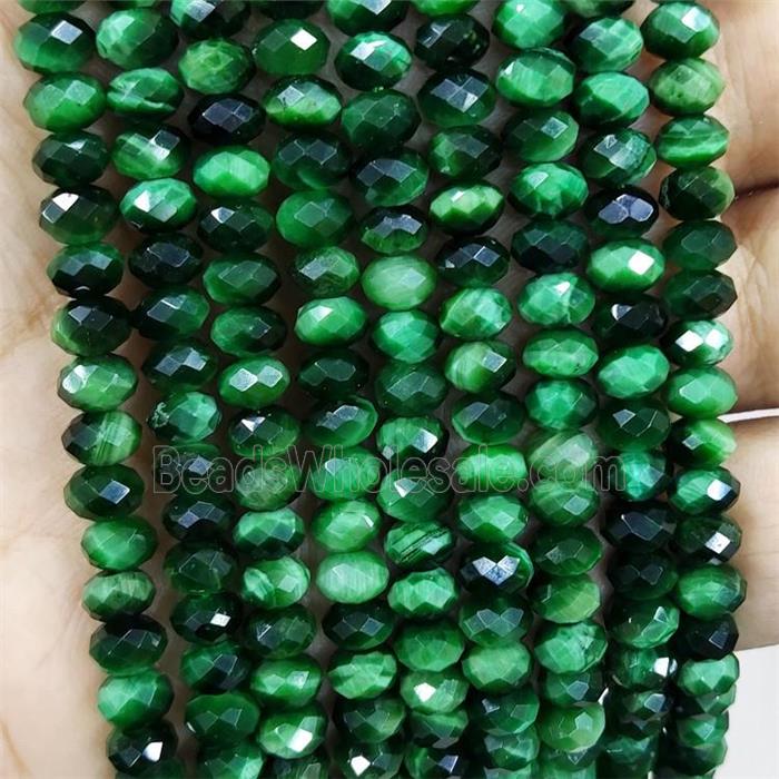 Green Tiger Eye Stone Beads Faceted Rondelle, approx 4x6mm (GB16995 ...