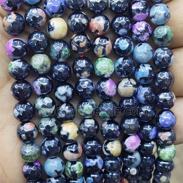 Fire Agate Beads Faceted Round Mixed Color Electroplated, approx 8mm ...